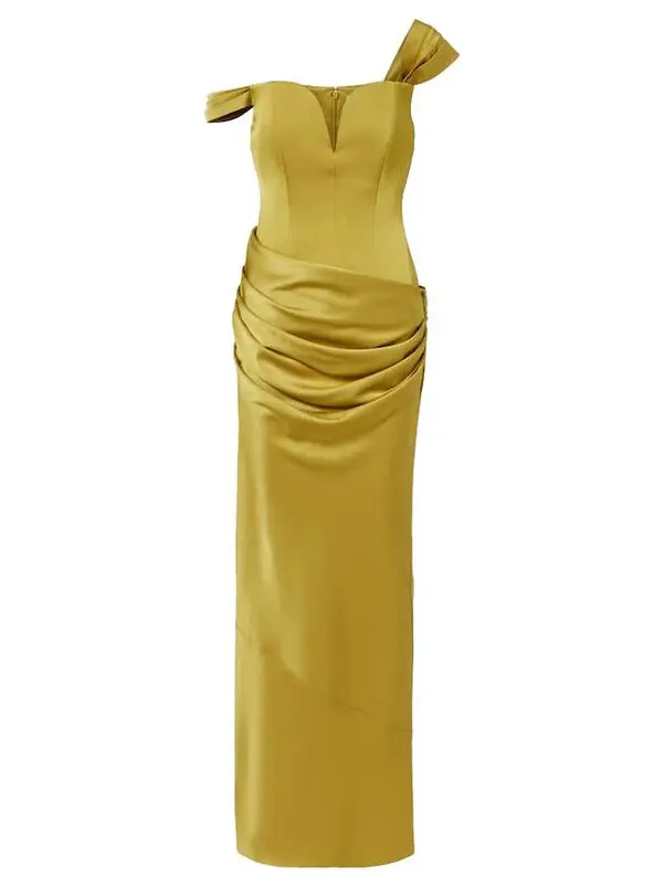 Alex Perry Draped One-shoulder Gown - Yellow