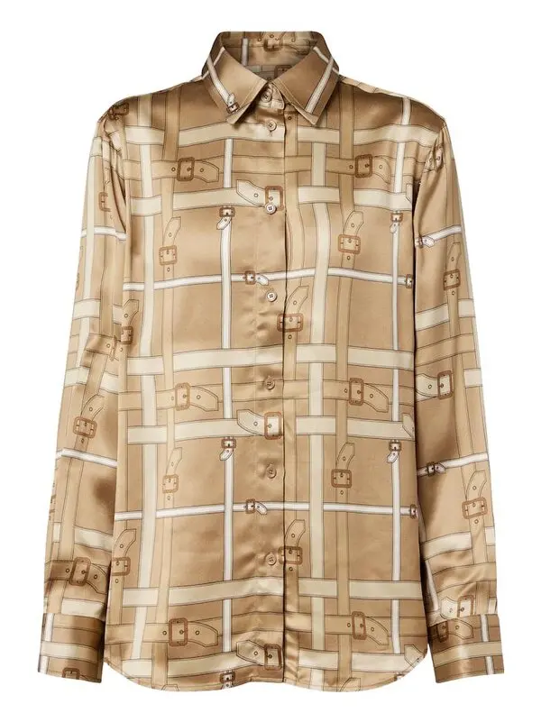 Burberry Emma Printed Satin Shirt - Beige