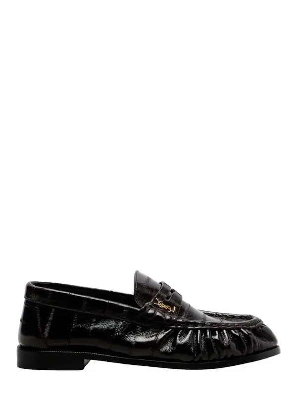 Saint Laurent Patent Leather Penny Loafers - Brown
