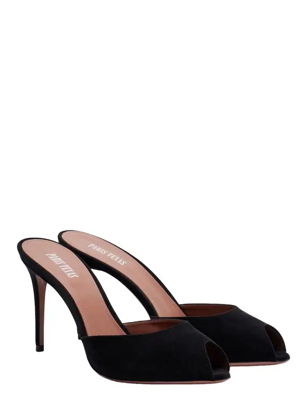 Paris Texas Vera 85 Suede Mules - Black
