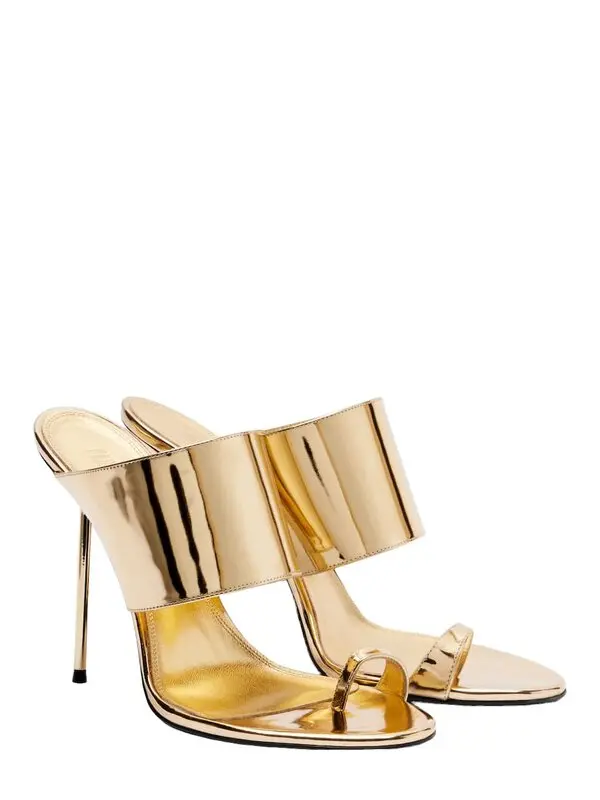 Paris Texas Lidia 105 Patent Leather Mules - Gold