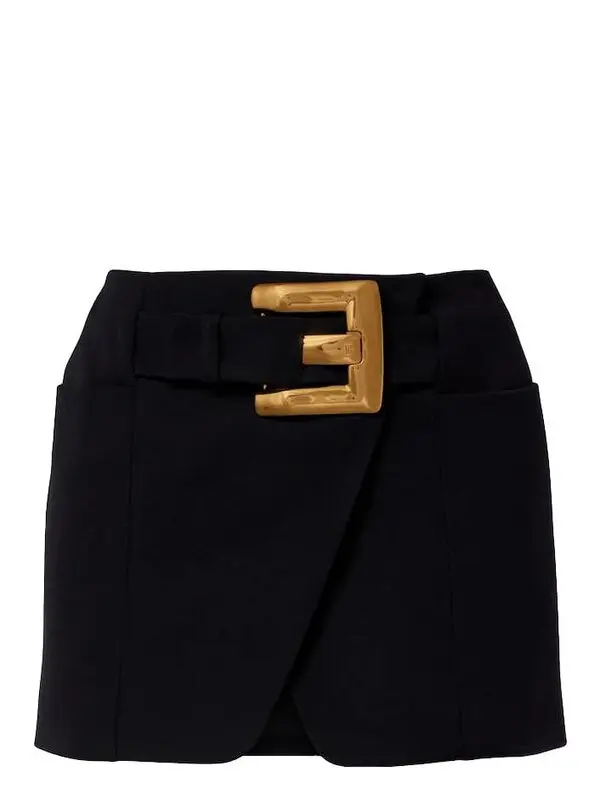 Balmain Virgin Wool Grain De Poudre Miniskirt - Black