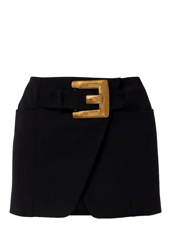 Balmain Virgin Wool Grain De Poudre Miniskirt - Black