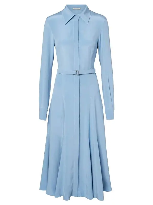 EMILIA WICKSTEAD Riko Belted Silk Midi Dress - Blue