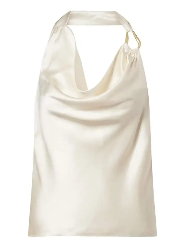 Rebecca Vallance Elise Halterneck Silk Satin Top - White
