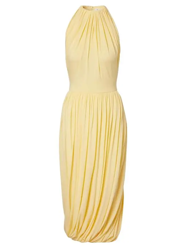 Alaïa Gathered Jersey Midi Dress - Yellow
