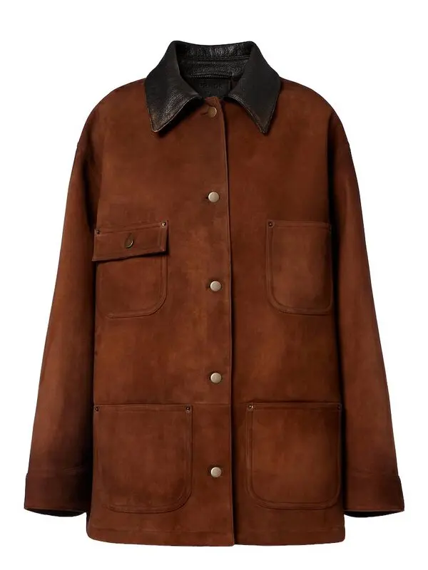 Prada Leather-trimmed Suede Field Jacket - Brown