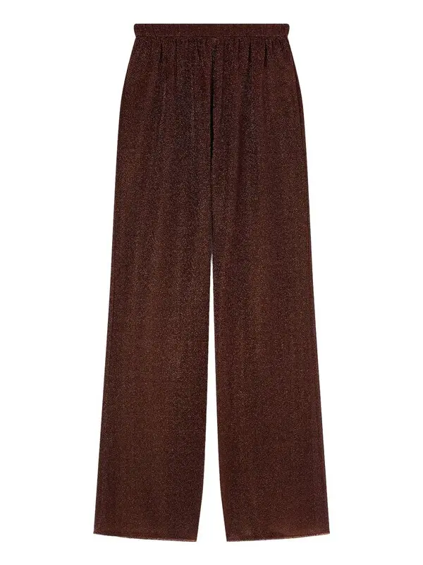 Oseree Lumière Metallic Stretch-knit Wide-leg Pants - Brown
