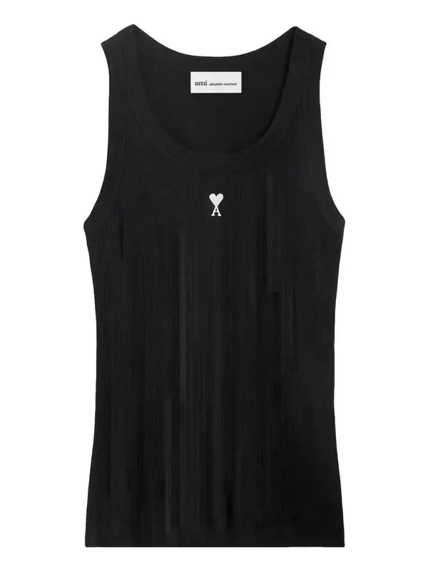 Ami De Coeur Embroidered Tank Top - Black