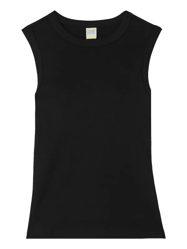 FLORE FLORE Esmé Ribbed Organic Cotton-jersey Tank - Black