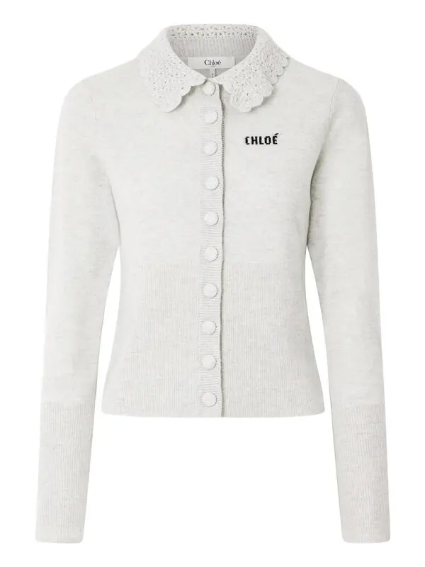 Chloé Crochet-trimmed Wool Cardigan - Gray