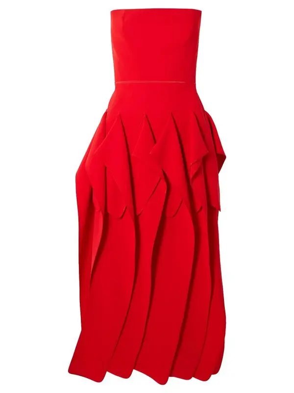Maticevski Breakout Strapless Crepe Midi Dress - Red
