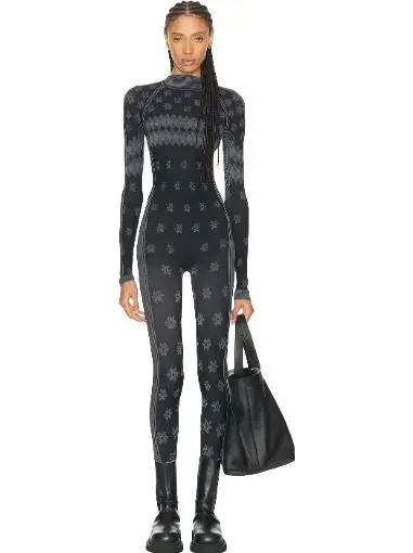 SKIMS Ski First Layers Turtleneck Catsuit - Obsidian Winter Fairisle