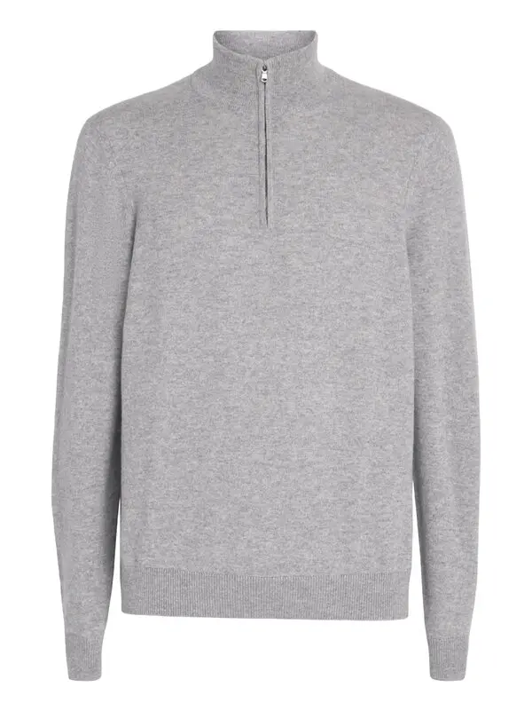Johnstons Of Elgin Cashmere Quarter-zip Rory Sweater - Grey