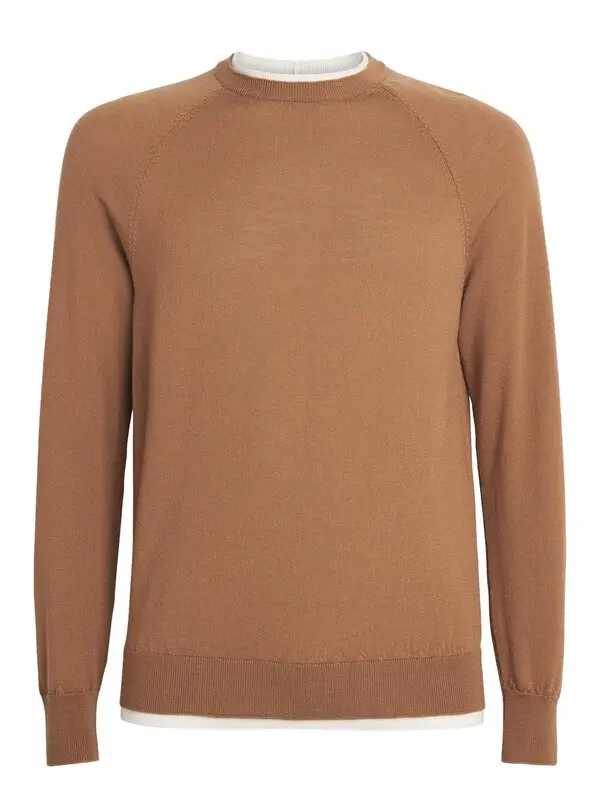 Eleventy Wool Crew-neck Sweater - Brown