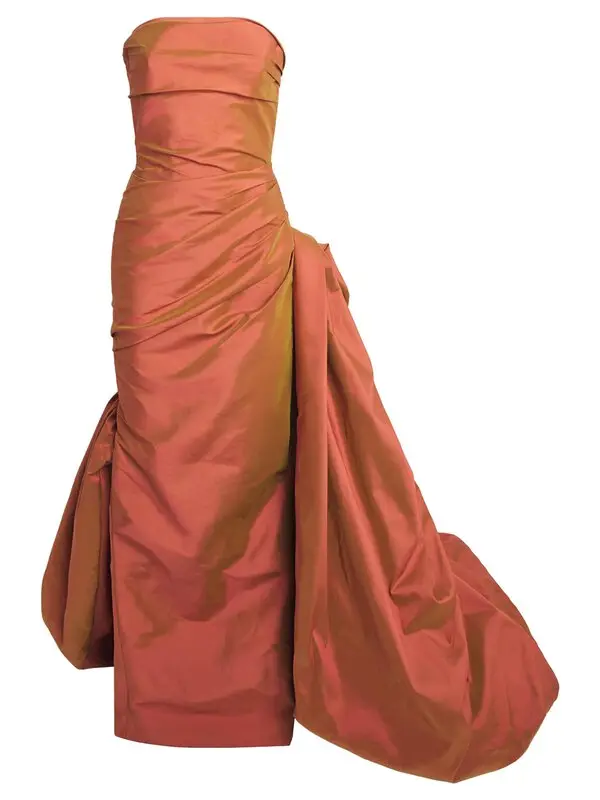 MARMAR HALIM Taffeta Asymmetric Rasia Gown - Orange