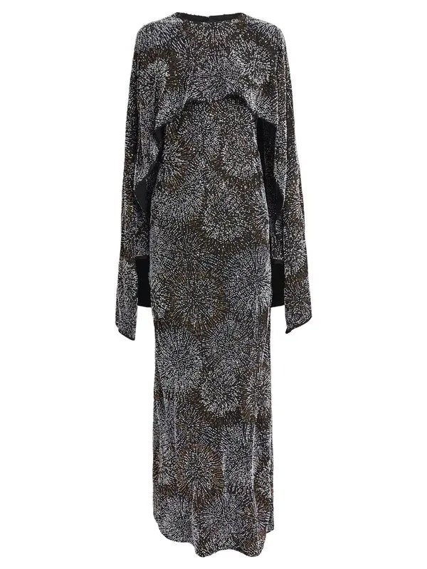 Rabanne Sequinned Cape Gown - Black