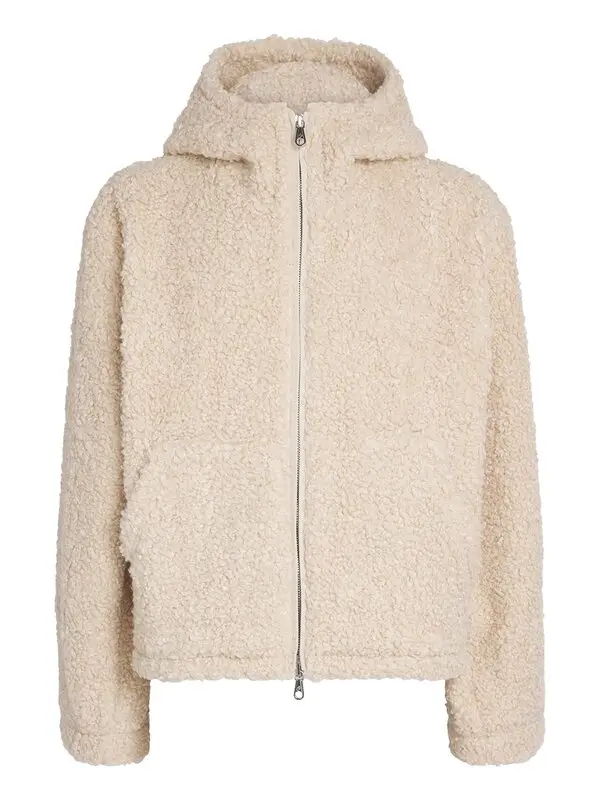 COLE BUXTON Faux Shearling Hooded Jacket - White