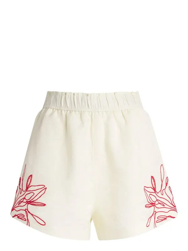 Camilla And Marc Linen Blend Embroidered Eviva Shorts - Yellow