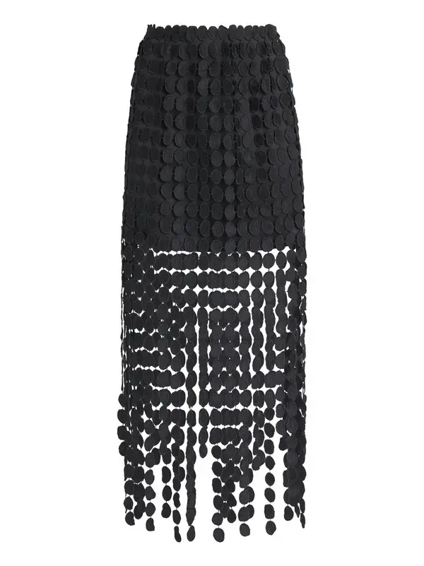 Camilla And Marc Lace Fringe Orlo Midi Skirt - Black