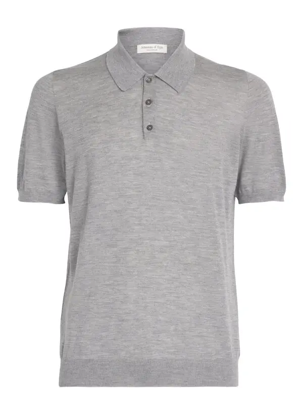 Johnstons Of Elgin Superfine Cashmere Fin Polo Shirt - Grey