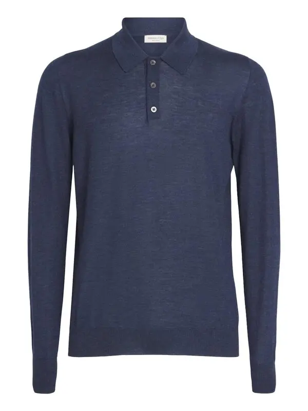 Johnstons Of Elgin Superfine Cashmere Fin Polo Shirt - Navy