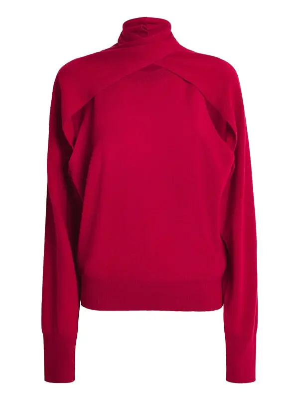 AERON Wool-cashmere Wrap Sweater - Red