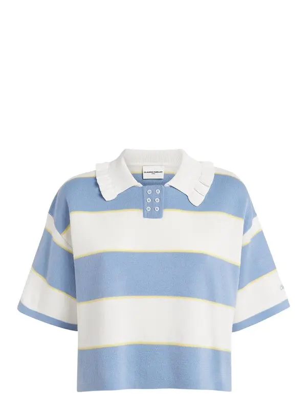 Claudie Pierlot Striped Polo Sweater - Blue