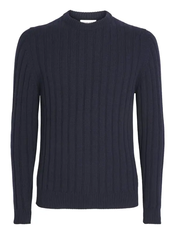 Johnstons Of Elgin Cashmere Rib-knit Sweater - Navy
