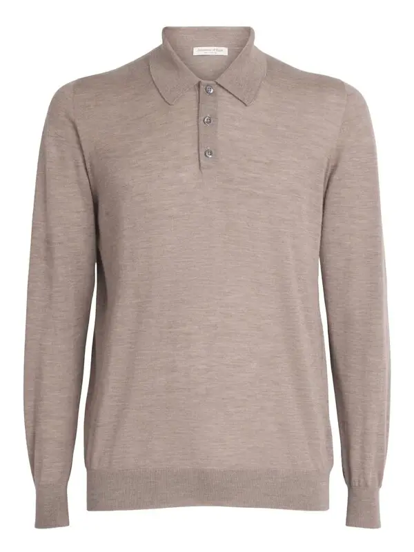 Johnstons Of Elgin Superfine Cashmere Fin Polo Shirt - Beige
