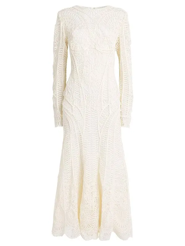 Simkhai Fiona Guipure Lace Midi Dress - Ivory