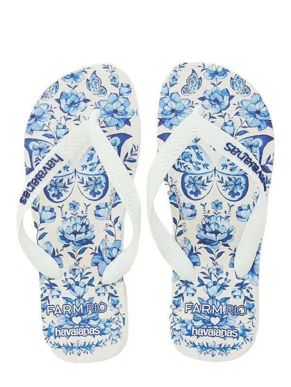 Farm Rio Porcelain Garden Havaianas Flip Flops - White