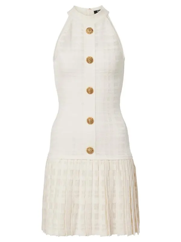 Balmain Checked Minidress - White