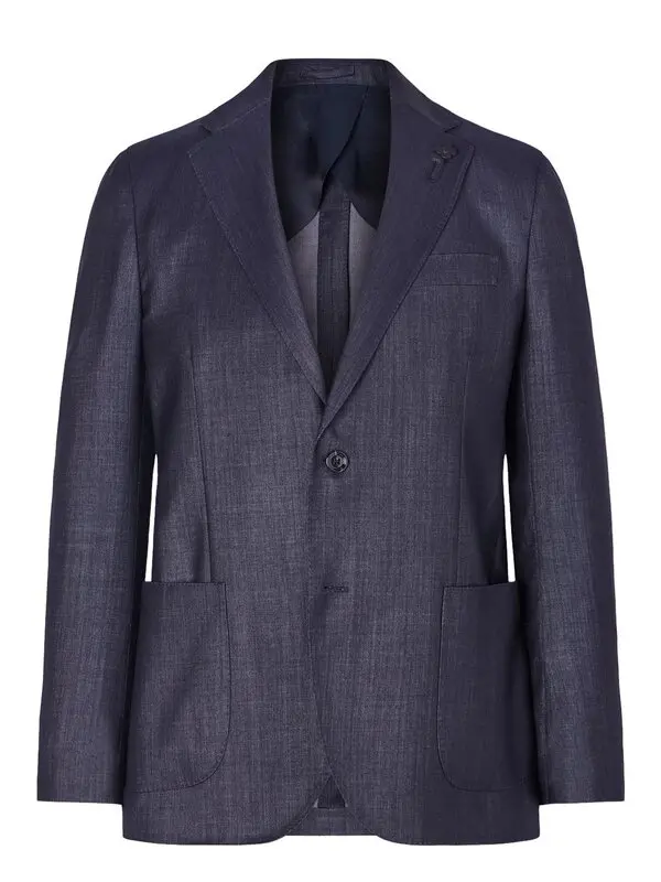 LARDINI Wool-blend Twill Suit Jacket - Blue