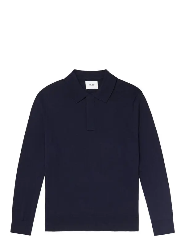 Nn07 Emerson 6605 Wool Polo Shirt - Blue