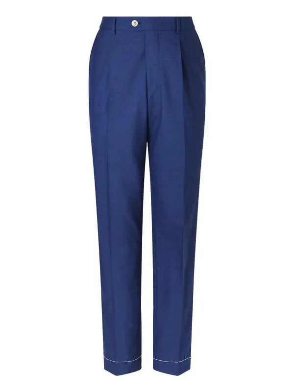 Brunello Cucinelli Straight-leg Pleated Virgin Wool Suit Trousers - Blue