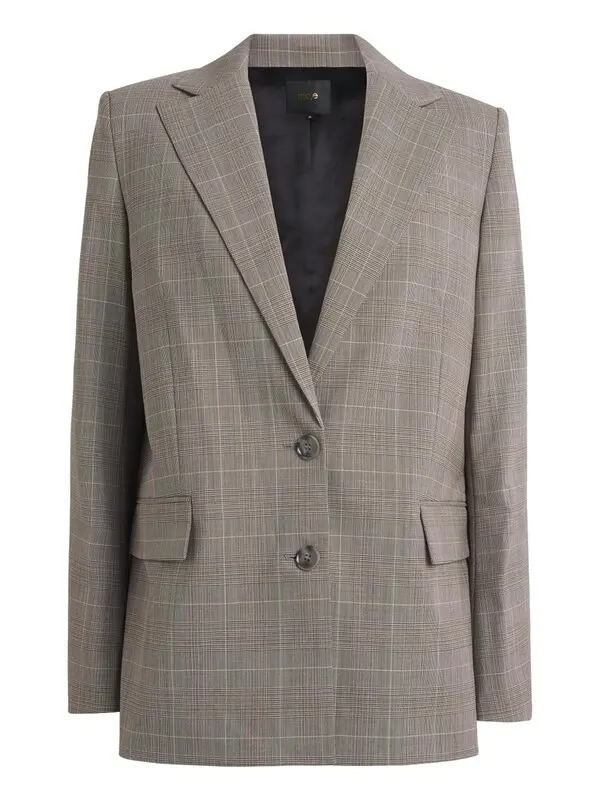 Maje Wool-blend Checked Blazer - Black