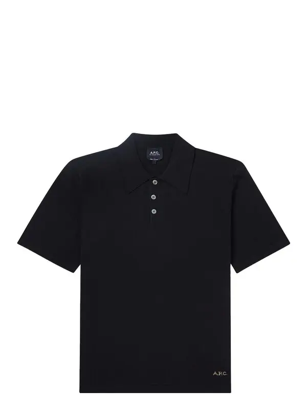 A.p.c. Logo-intarsia Cotton Polo Shirt - Black