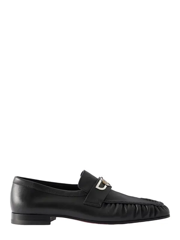 CHRISTIAN LOUBOUTIN Mocallista Embellished Leather Loafers - Black
