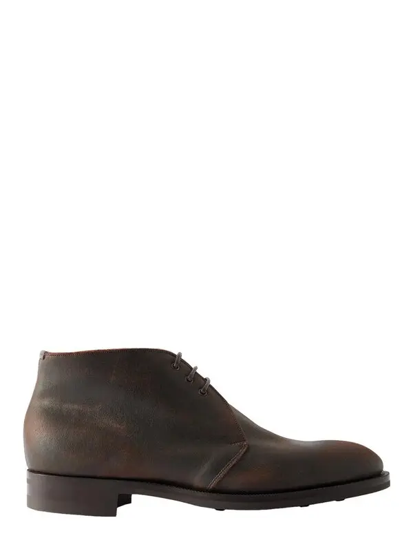 EDWARD GREEN Lanark Waxed-suede Desert Boots - Brown