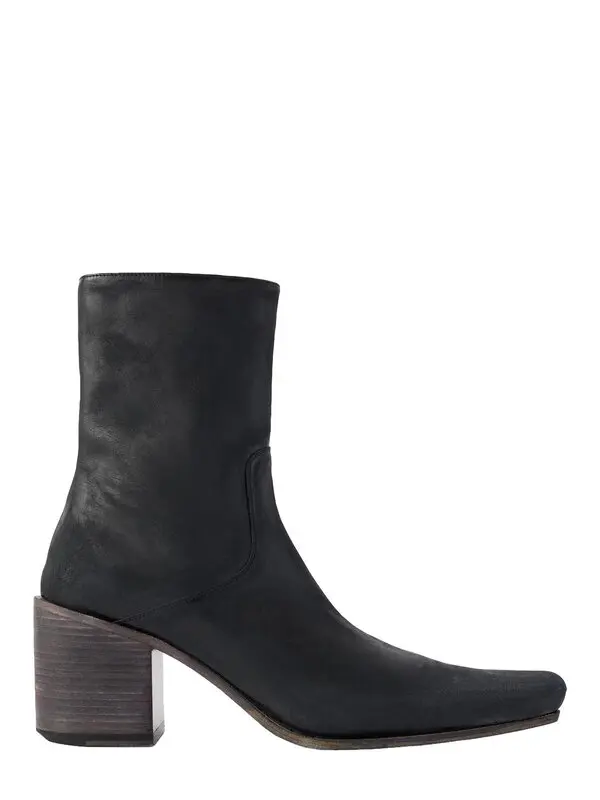 Balenciaga Monsieur Leather Ankle Boots - Black