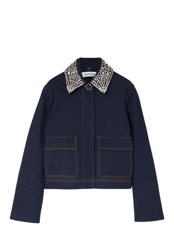 Veronica Beard Barrington Crystal-embellished Denim Jacket - Indigo