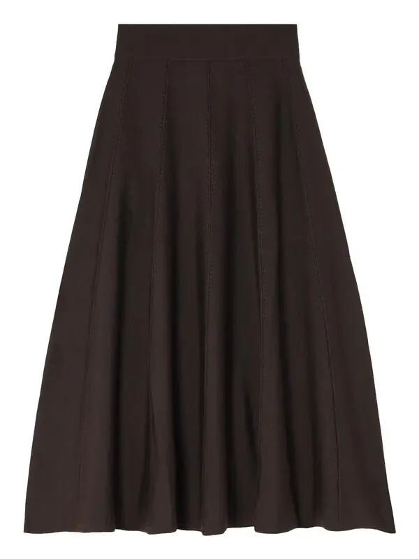 TWP Willow Paneled Ribbed Wool-blend Midi Skirt - Dark Brown