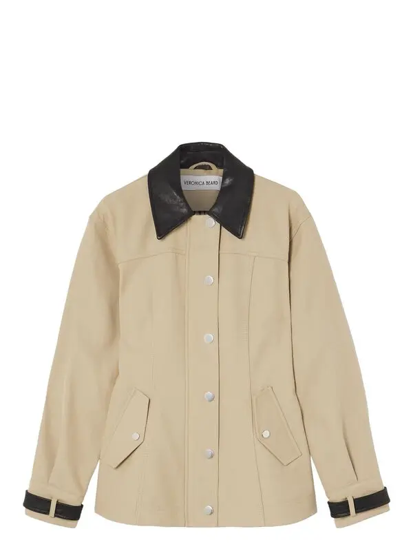 Veronica Beard Talla Leather-trimmed Cotton Jacket - Neutrals