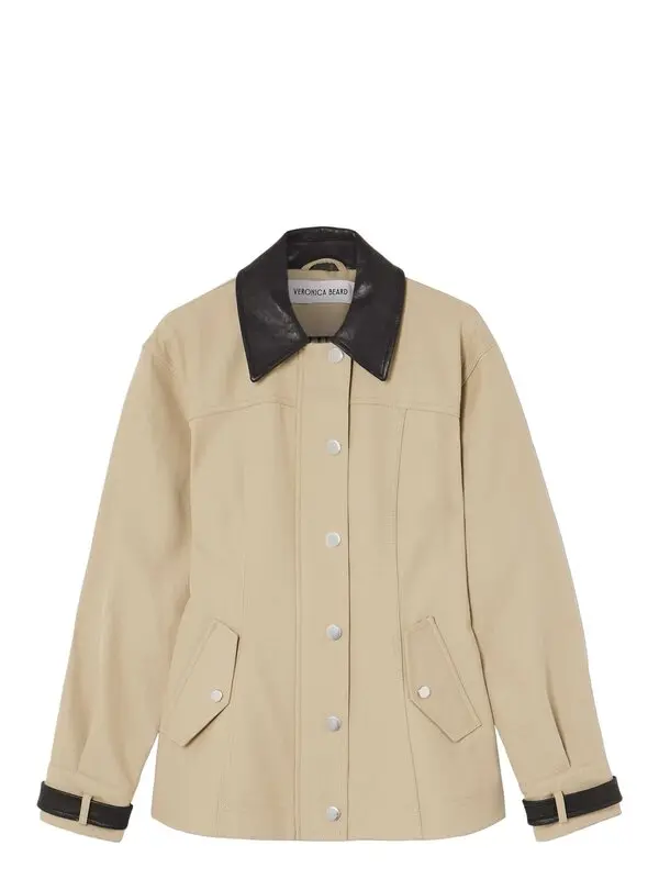 Veronica Beard Talla Leather-trimmed Cotton Jacket - Sand