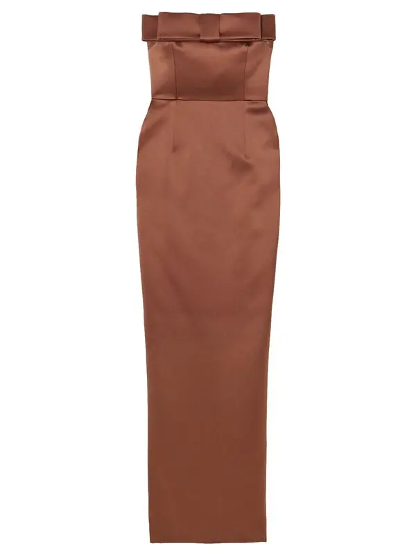 THE NEW ARRIVALS ILKYAZ OZEL Sisu Bow-embellished Crepe Midi Dress - Metallic