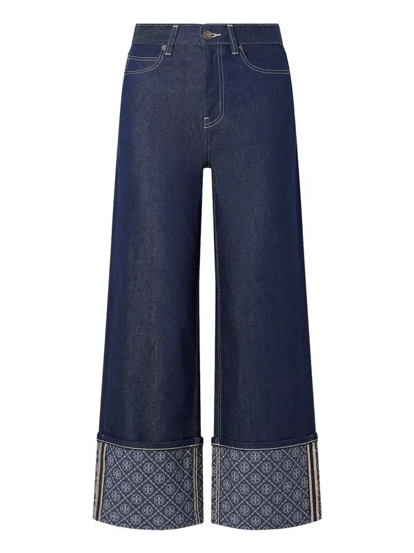 Tory Burch Printed High-rise Straight-leg Jeans - Blue
