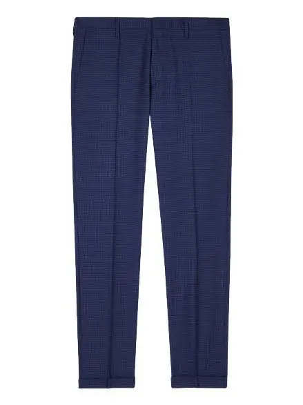 Paul Smith Slim-fit Gingham Wool Trousers - Blue