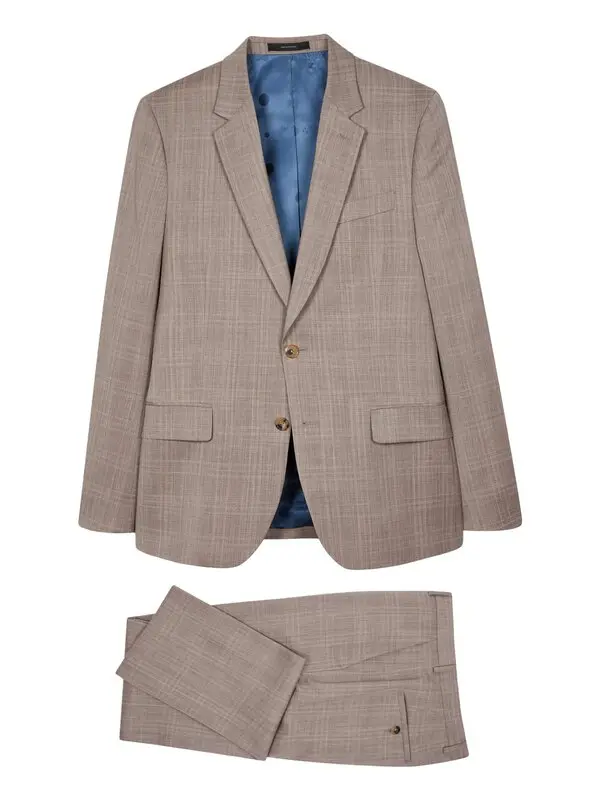 Paul Smith The Soho Tailored-fit Grey Check Wool Suit - White