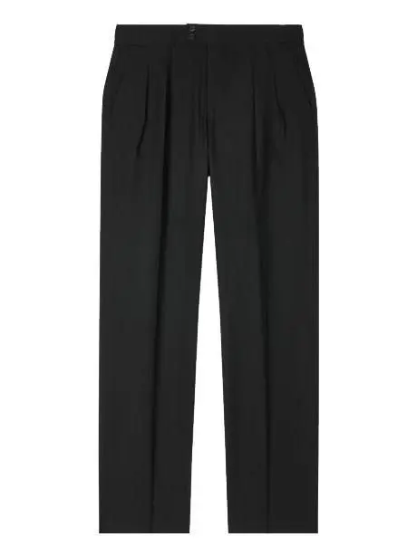 Paul Smith Two-ply Hopsack Wool Pleat Front Trousers - Black